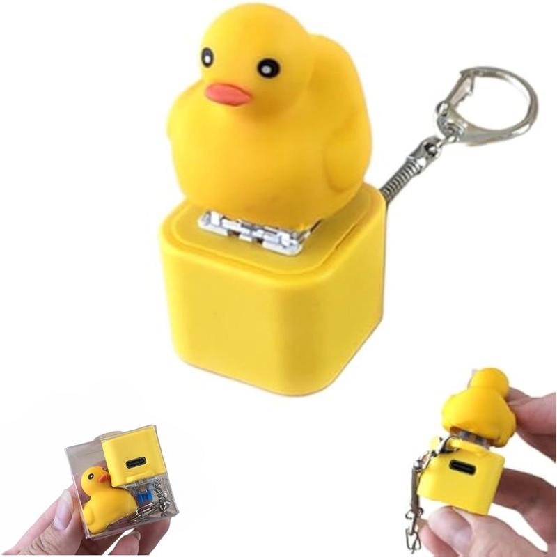Duck Quacking Fidget Toy & Keychain - Squeaky Stress Reliever Clicker ...