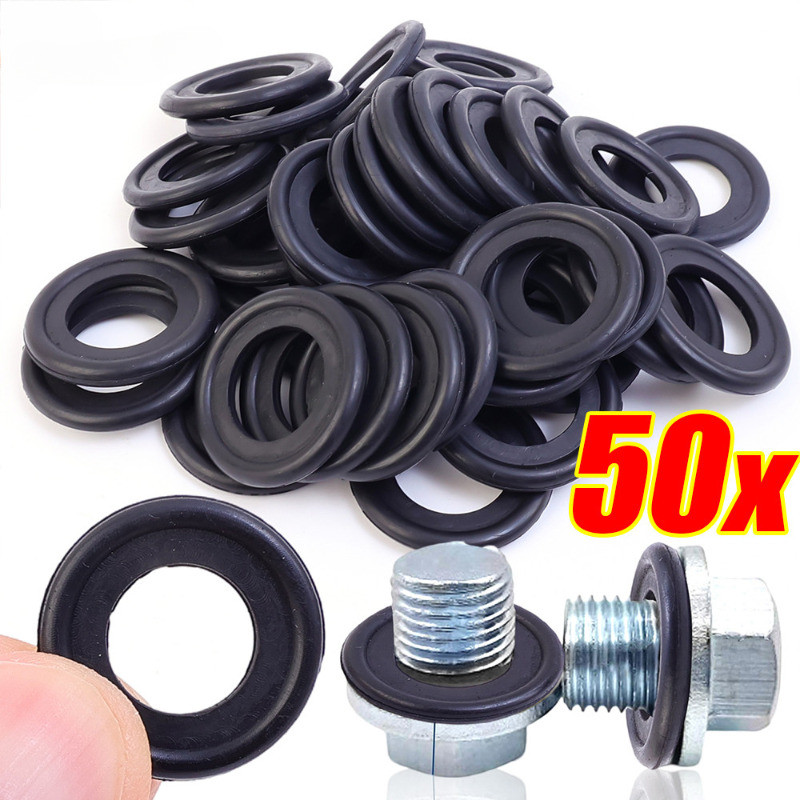 10-50Pcs Oil Drain Plug Sealing Rubber Ring - M12 M14 Oil Drain Screw ...