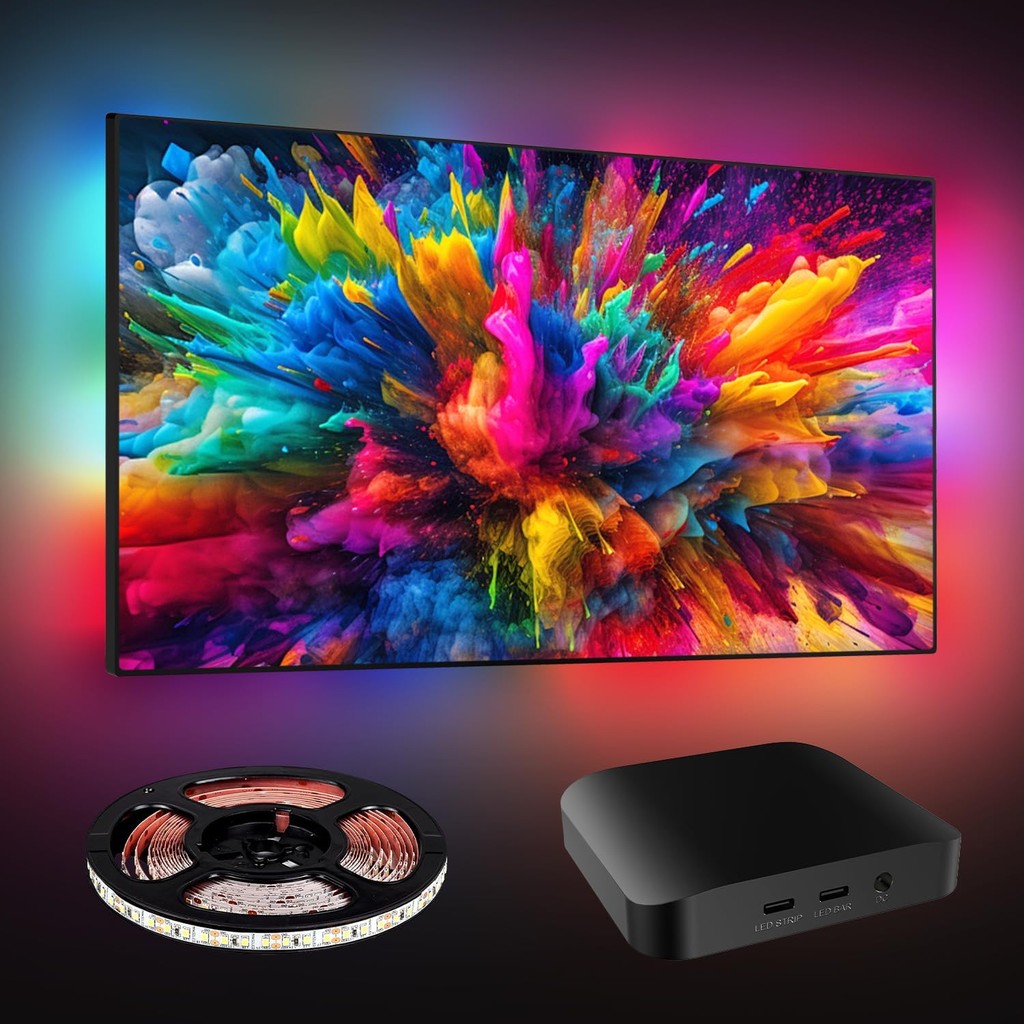 Update TV LED Backlight with HDMI Sync Box for 40-85 Inch TV, RGBIC LED ...