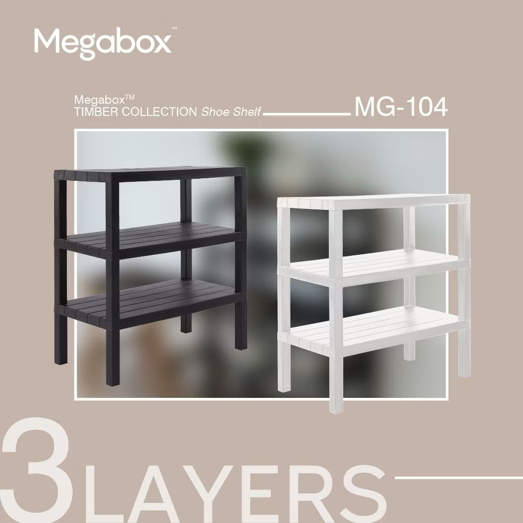 MEGABOX MG104 TIMBER SHOES SHELF 3LAYER-OFF WHITE | Shopee Philippines