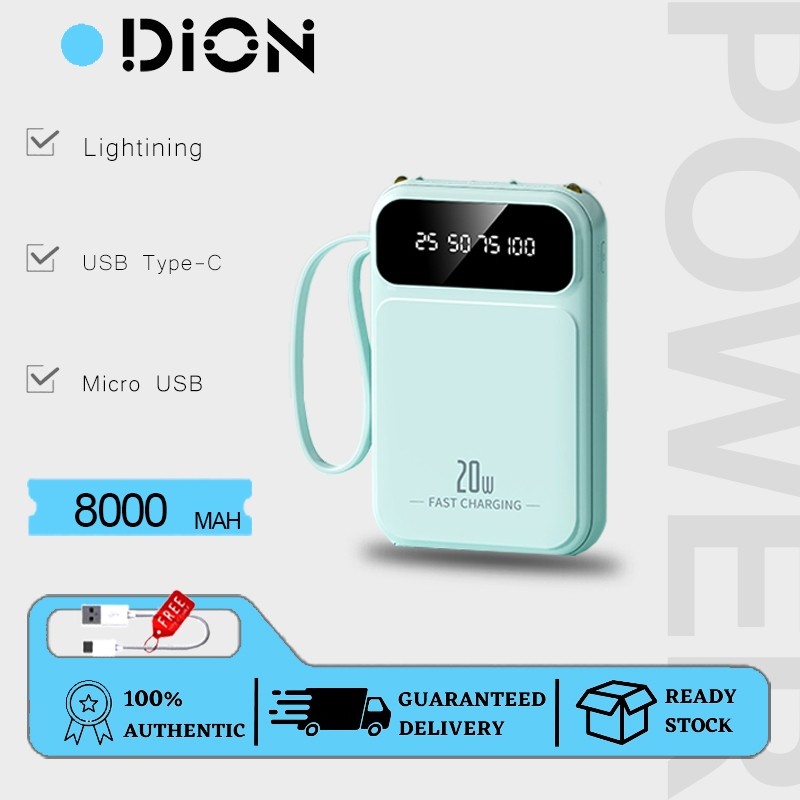 DION DX279 Power Bank Built-in 4 Charging Cables 8000 mAh Original ...