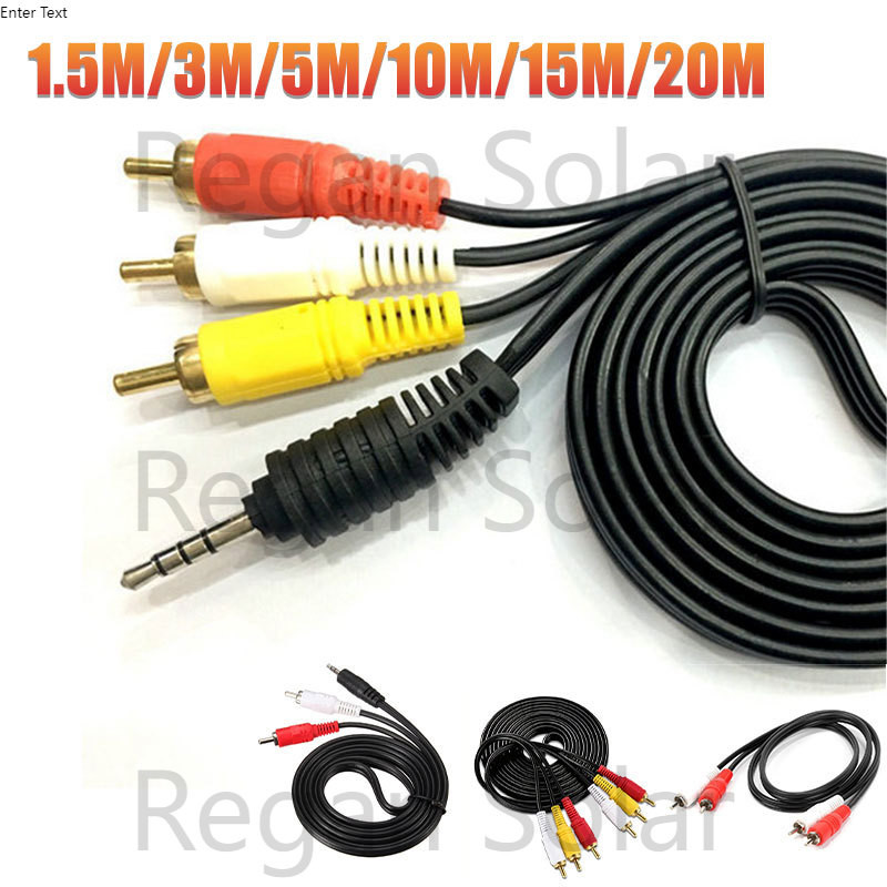 5M/10M/15M/20M Jack Audio Cable Adapter Video AV Cabo Wire Cord-J004 ...