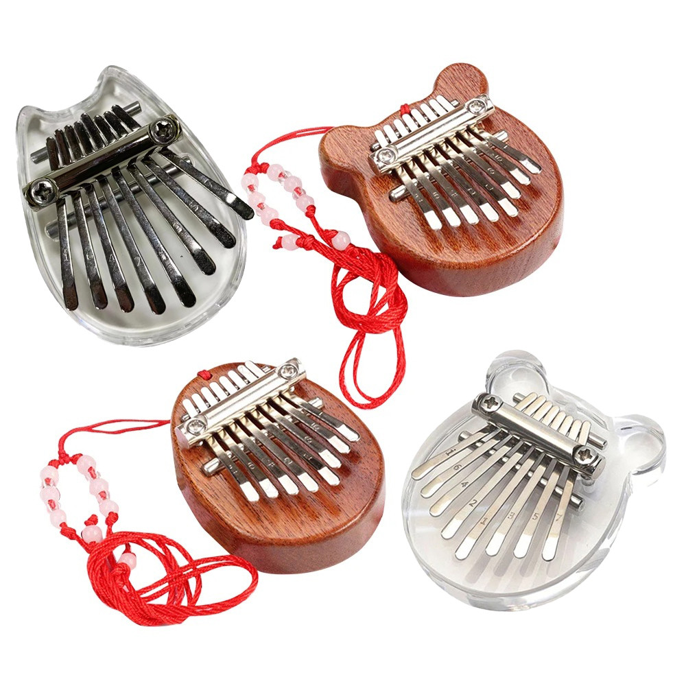 8 Keys Mini Kalimba Transparent Bear Crystal Kalimba Thumb Piano ...