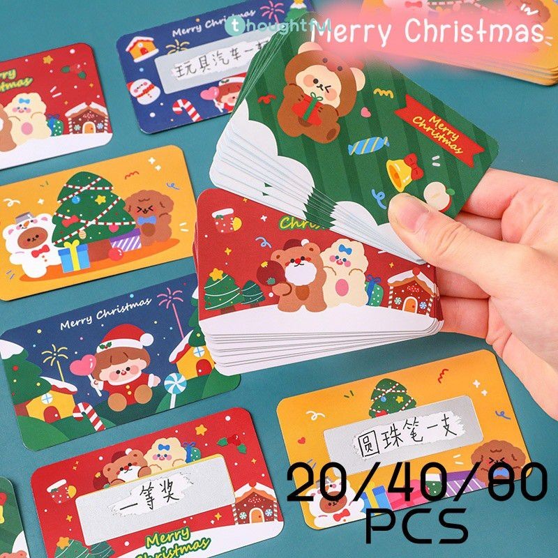 20/40/60Pcs/Set Scratch Cards Self-made Handwritten Christmas Cartoon ...
