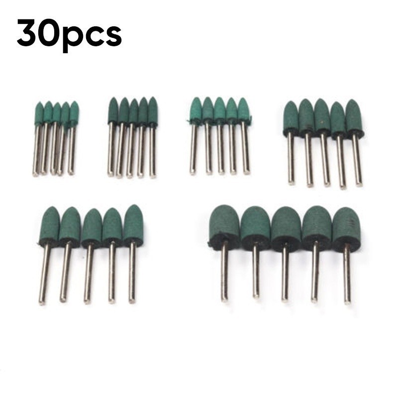 30 X Rubber Grinding Head Polishing Burr Bit Cylinder Derusting Rotary ...