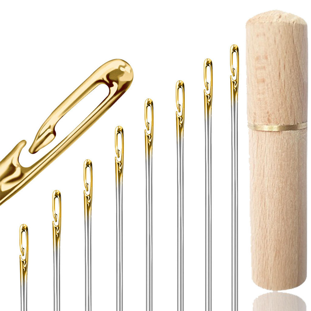 12Pcs/Set Side-Open Simple Blind Needle Self-Threading Sewing Needles ...