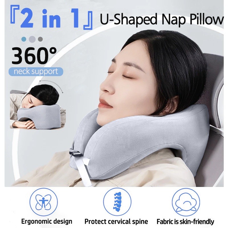 2 in 1 Neck Pillow Travel Memory Foam Nap Neck Pillow For Adult Neck ...