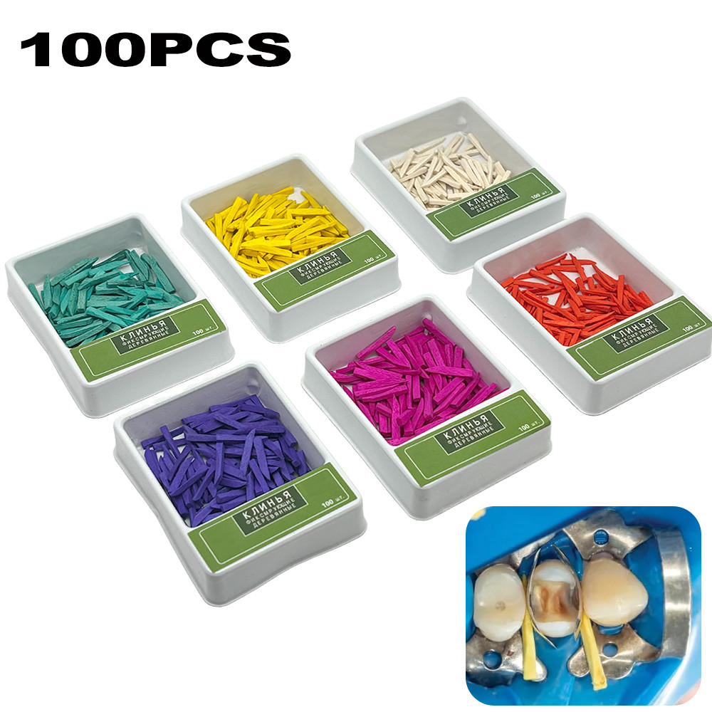100pcs Dental Wooden Wedges Interdental Contoured Dental Wedges ...