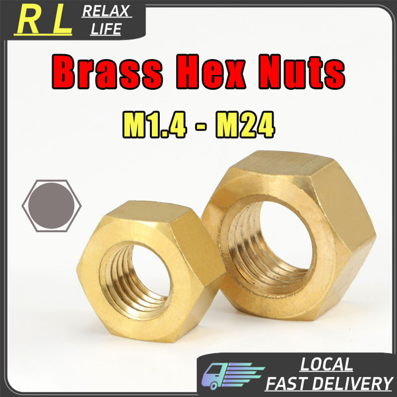 [RL] Brass Hex Nuts Copper Hexagon Nut Gold DIN934 M1.4 M1.6 M2 M2.5 M3 M4 M5 M6 M8 M1 0M12 M14 ...