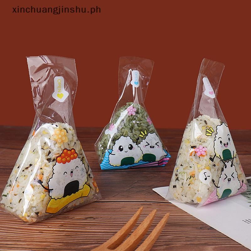 XIN 100 Pcs Cute Cartoon Triangle Rice Ball Packing Bag Seaweed Sushi ...