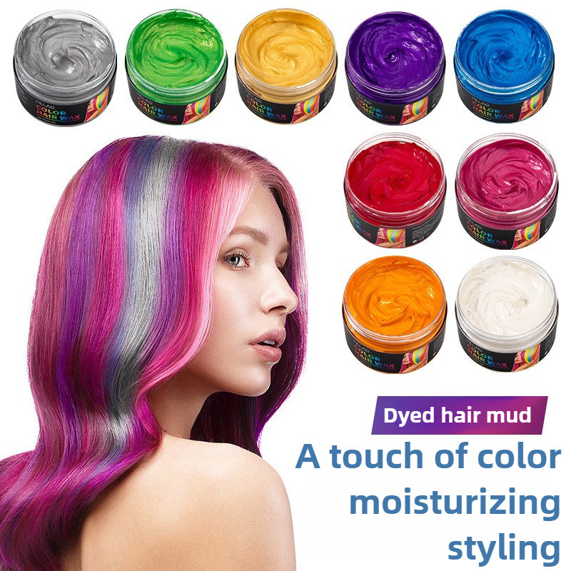Men&Women Temporary Hair Color Washable Colored Hair Wax Natural Long ...