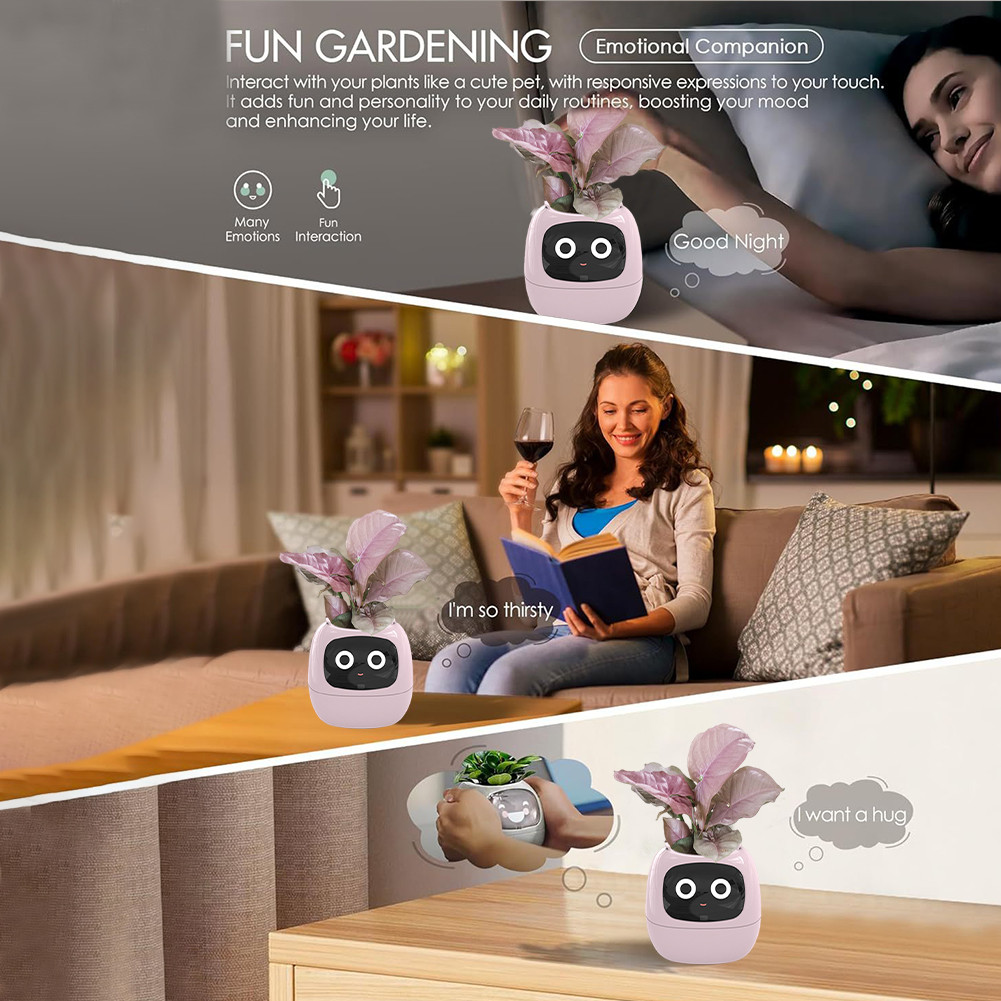 Smart Plant Pot Intelligent Planter USB Rechargeable AI Flower Pot ...