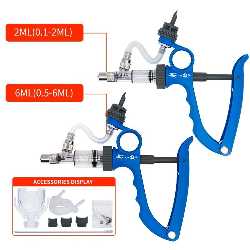 2ml/6ml Animal Automatic Syringe Vaccine Injector Veterinary Adjustable ...