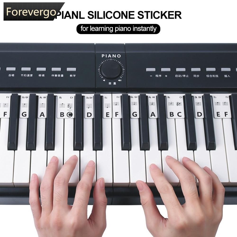 FOREVERGO 88/61Keys Reusable Silicone Piano Keyboard Note Labels Guide ...