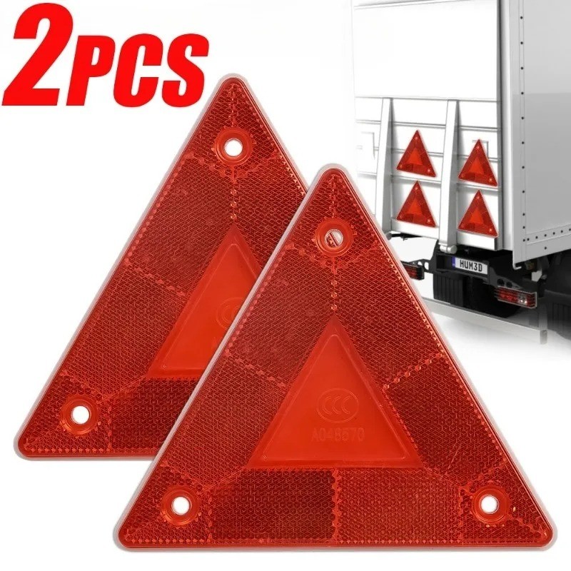 2Pcs Triangle Warning Reflective Strips Vehicle Stop Warning Sign Red ...