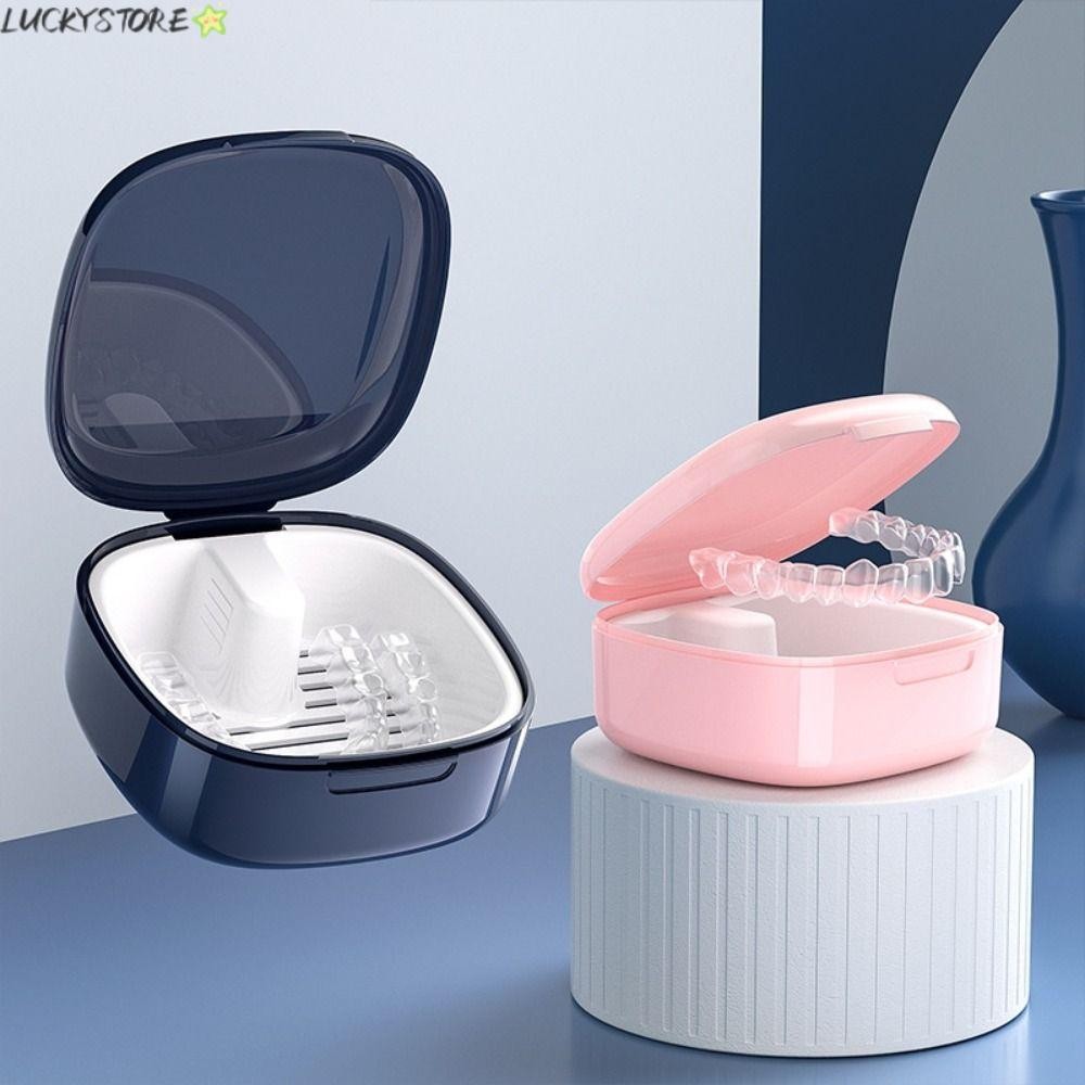 LUCKY Denture Storage Box, Portable Cleaning Denture Soak Box, Travel ...
