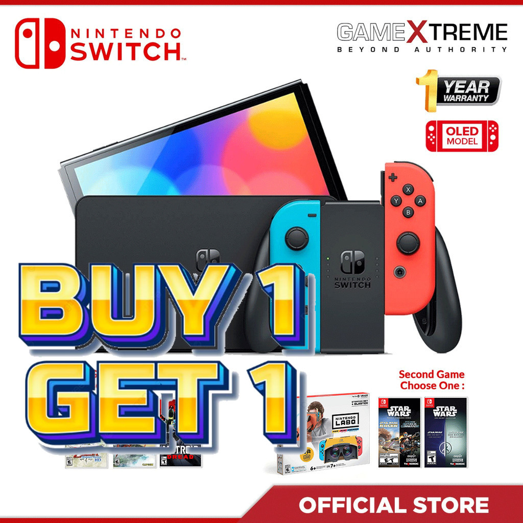 Nintendo Switch - OLED Model [Asian] (Neon) with 2 Games | Shopee ...