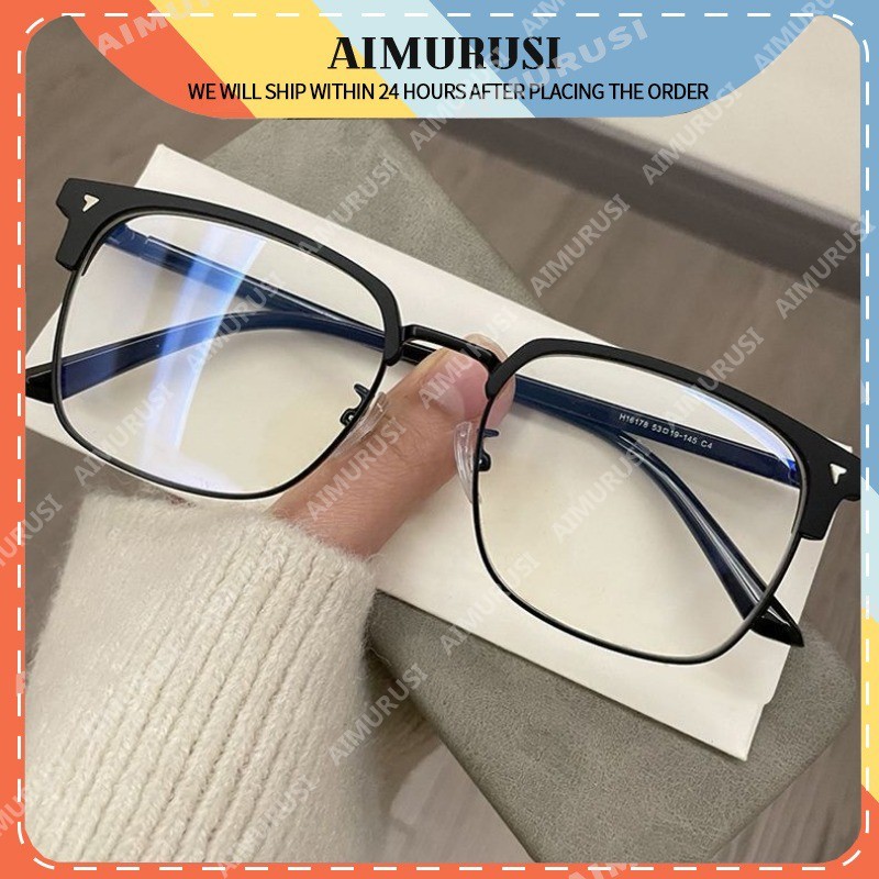 (AIMURUSI)New Half Frame Eyebrow Anti Blue Light Retro Anti Radiation ...