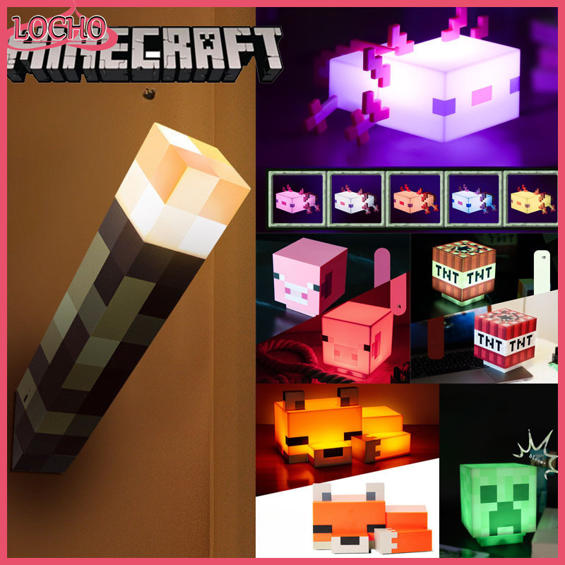 Minecraft Light Creeper Diamond Axolotl Lamp Minecraft Torch Night ...