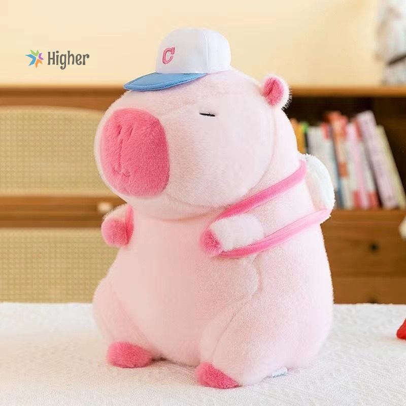 Higher＞ 25cm Cute Fluffy Pink Capybara Plush Toys Kawaii Baseball ...