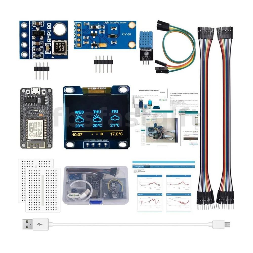 ESP8266 Weather Station Kit OLED Display Weather Station Atmosphetic Pressure Light Sensor ...