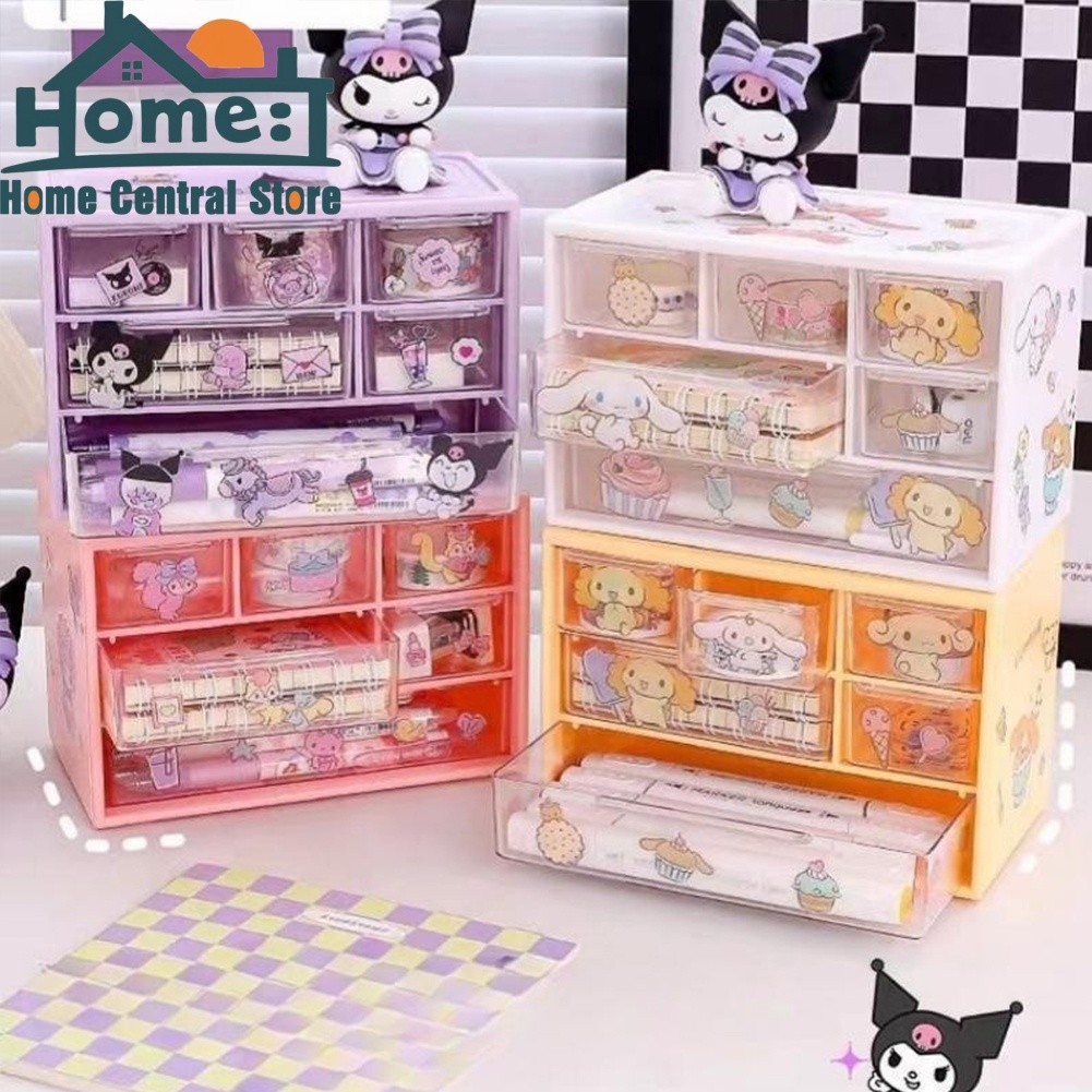 Student Storage Box Sanrio DIY Sticker Storage Box Transparent Visual ...
