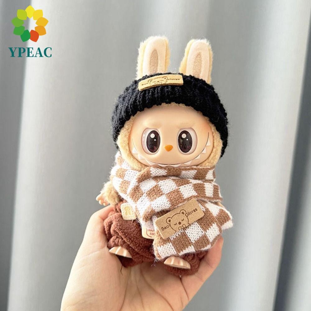 YPEAC Sitting Labubu Time Cloth, Winter Suit Plaid Scarf Labubu Doll's ...