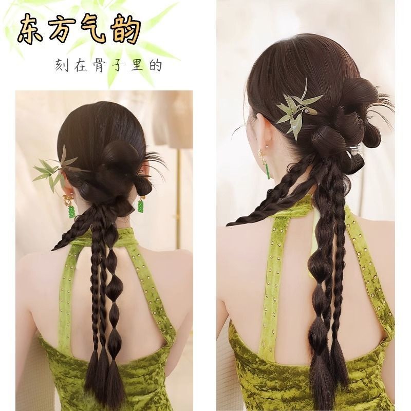 False Braids Women's Ponytail Flower Braid Two-Strand Twisted Twist ...
