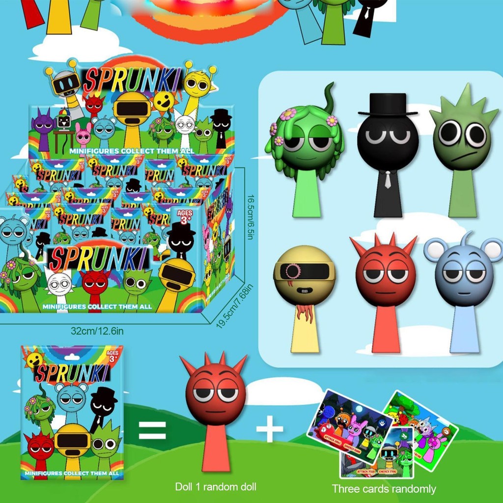 sprunkis rhythm box game action figure model doll blind bag with card ...