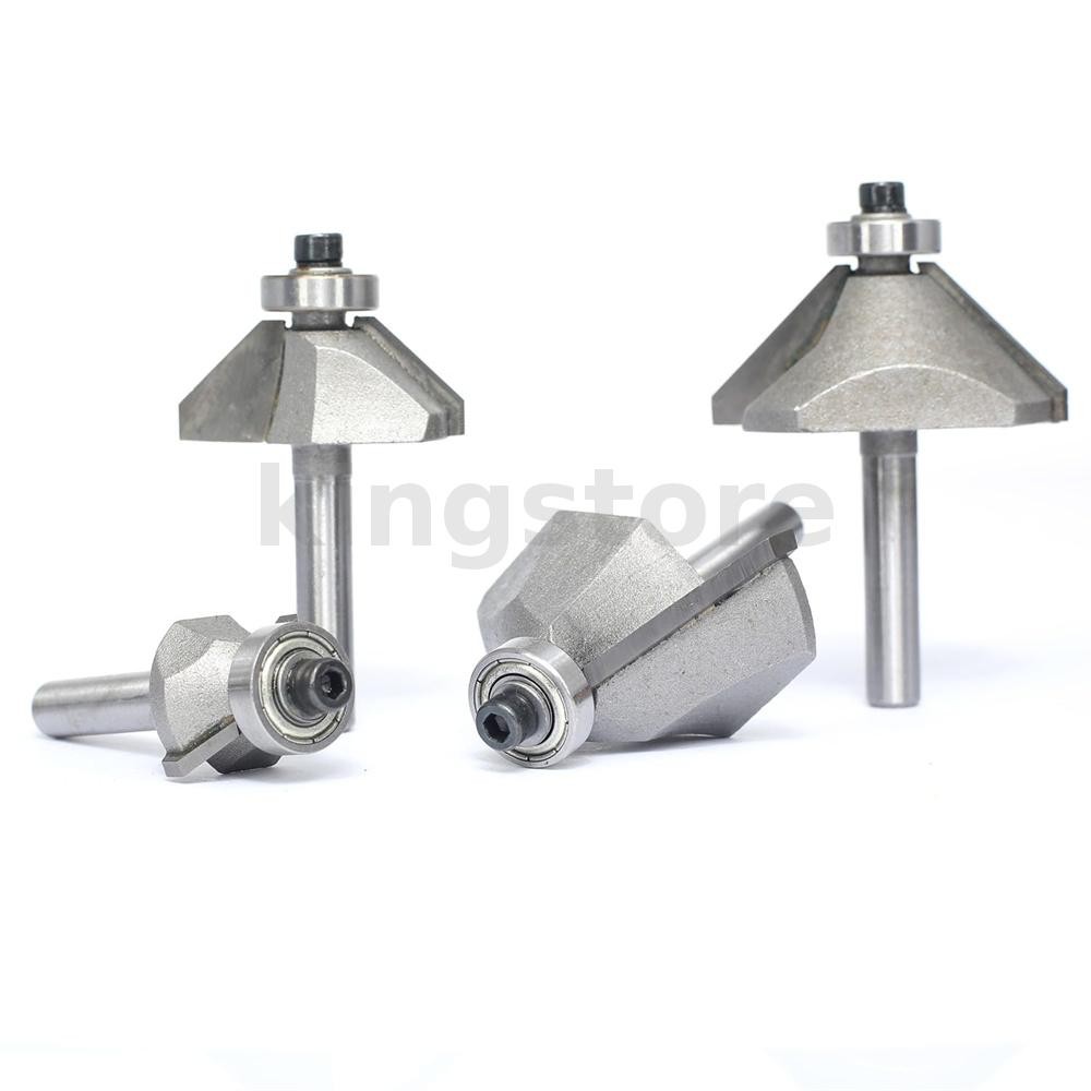 4PCS 45 Degree Chamfer Router Bit Set 1/4" Shank Carbide Tipped 1/4" 1/ ...
