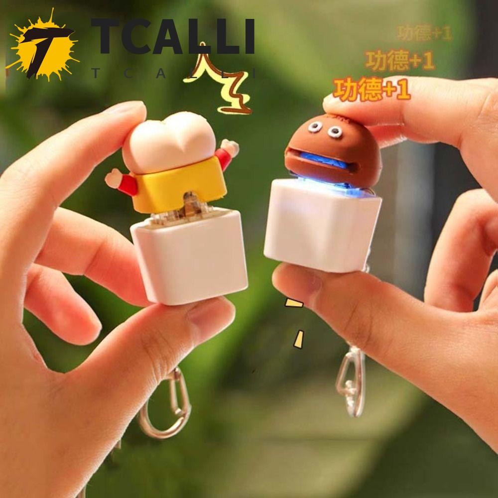 TCALLI Wooden Fish Button Voice Keychain, Electronic Luminous Wooden ...