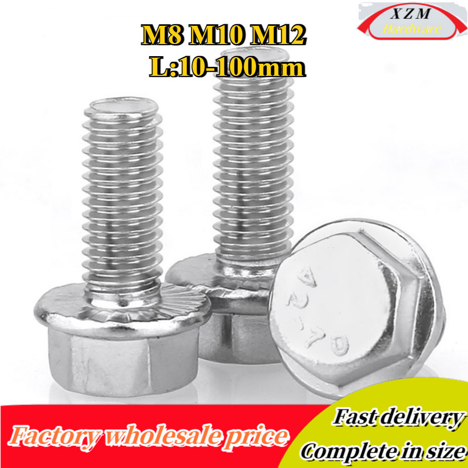 A2-70 External Hexagon Screw/M8/M10/M12 304 Stainless Steel Loose-Proof Flange Bolt with Teeth ...