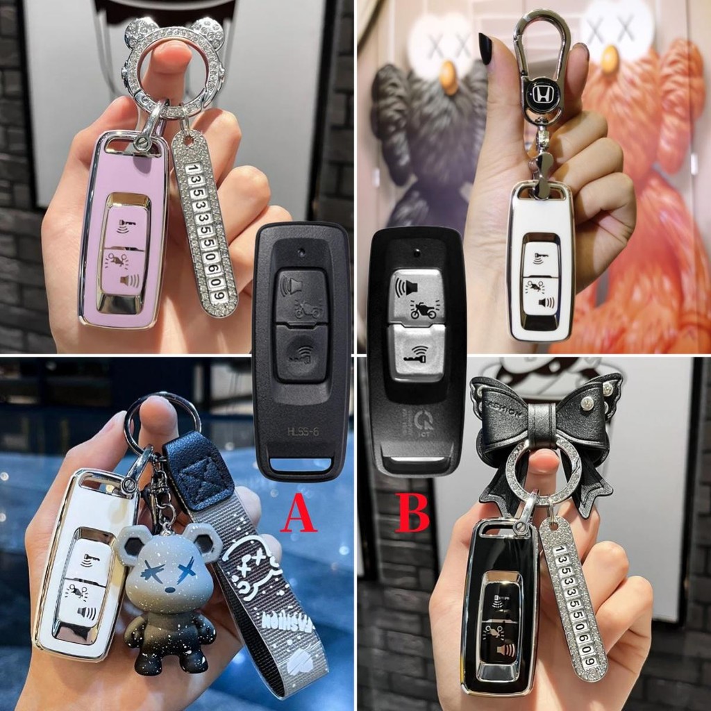 2 Buttons TPU Silvery Edge Edition Motorcycle Key Case with Keychain ...