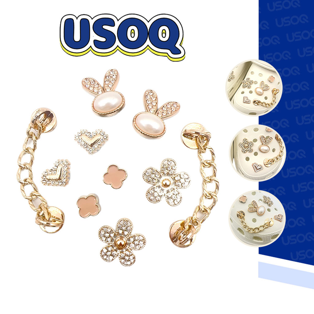 USOQ Jibbitz Croc Set Golden Rabbit Ears ornaments Cave Shoe Buckle DIY ...