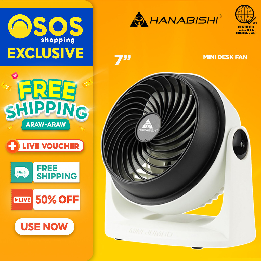HANABISHI by OSOS 7 Inch Mini Jumbo Desk Fan High Velocity Cool ...