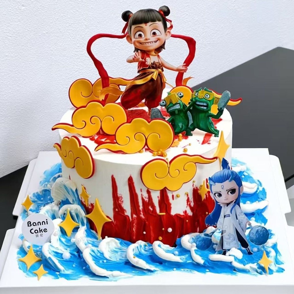4447 People Collection Mixed Nezha Birthday Cake Decoration Card Magic ...