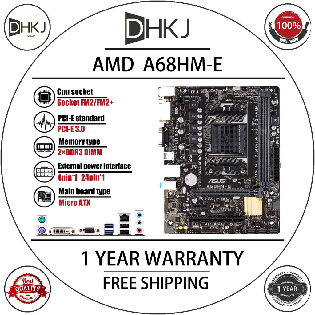 USED A68HM-E A68HM-E Desktop a68hm Motherboard DDR3 32G AMD Socket FM2/FM2+ Support a8 7680 ...