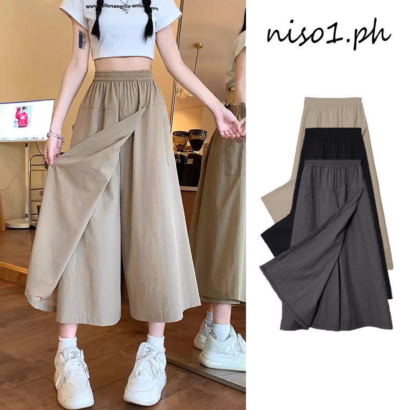 Fake two women's A-line skirts solid color loose plus-size skirts ...