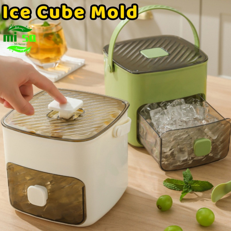 Ice Cube Mold Double Layer High Capacity Ice Box Handheld Push Type Ice ...