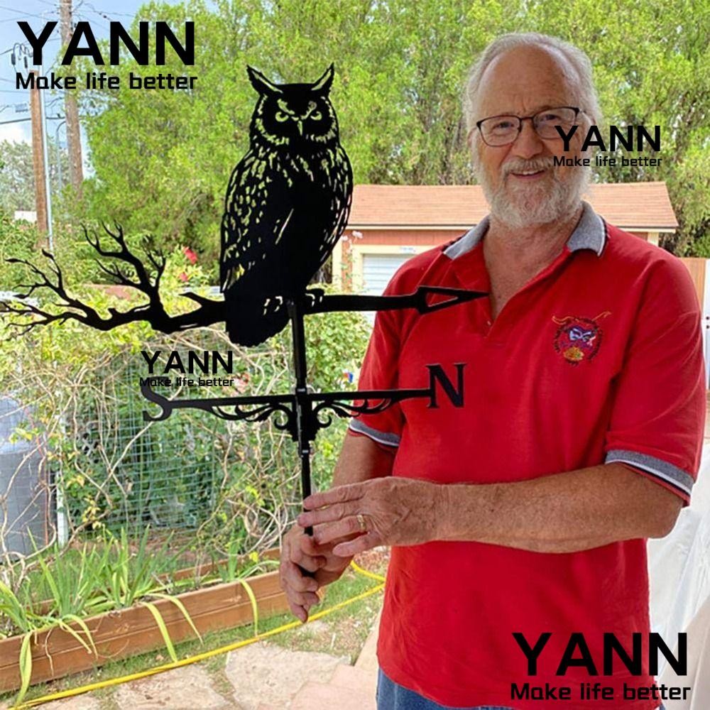 YANN1 Weather Vane, Metal Roof Garden Decorations Wind Vane, Black Owl Outdoor Crafts Wind ...