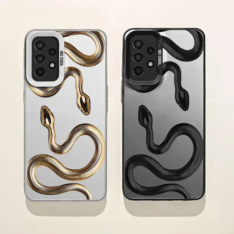Luxurious Black Gold Snake Phone Case for iPhone 16 15 14 13 12 11 Pro ...