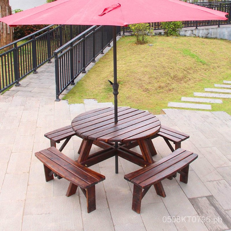 Outdoor Dining Table Umbrella Garden with Umbrella Table and Chairs ...