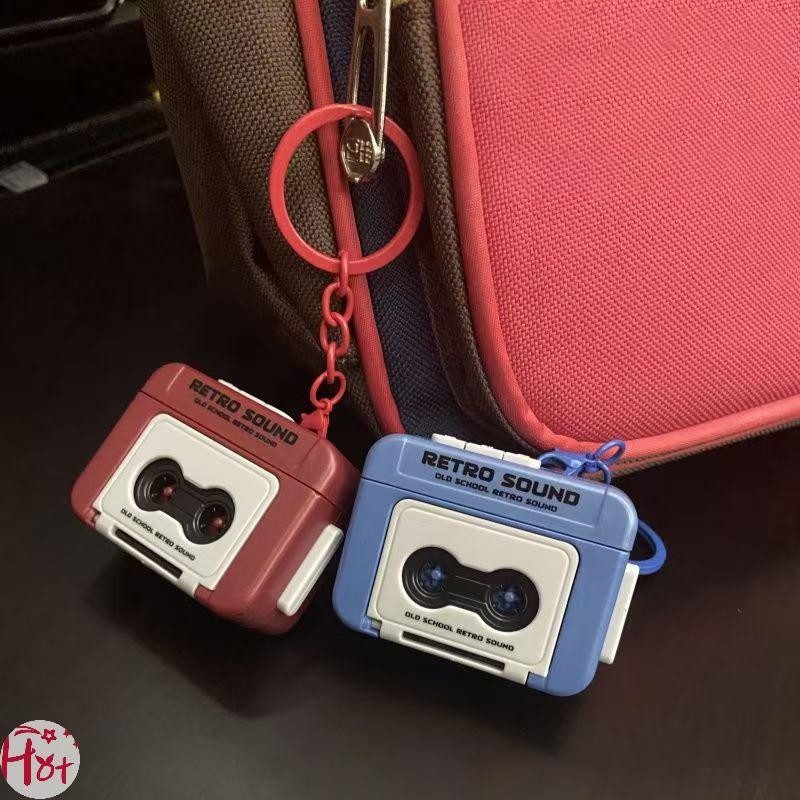 TheWood Retro Tape Recorder Keychain Mini Recording Music Box Pendant ...