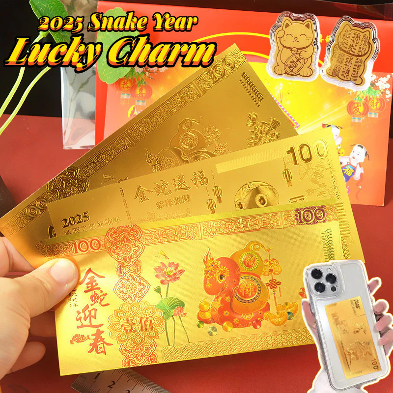 2025 Lucky Charm Snake Golden Money Foil For Prosperity Good Fortune ...