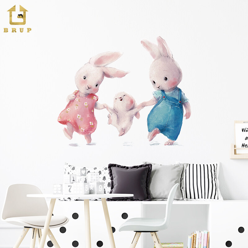 GG+Mother Bunny Embracing two Baby Bunny Wall Stickers for Kids Room ...