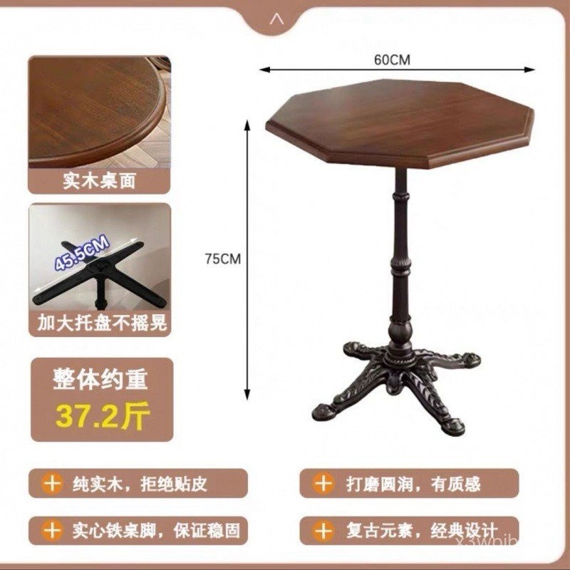 3x American Retro Coffee Shop Bar Solid Wood Table and Chair ...