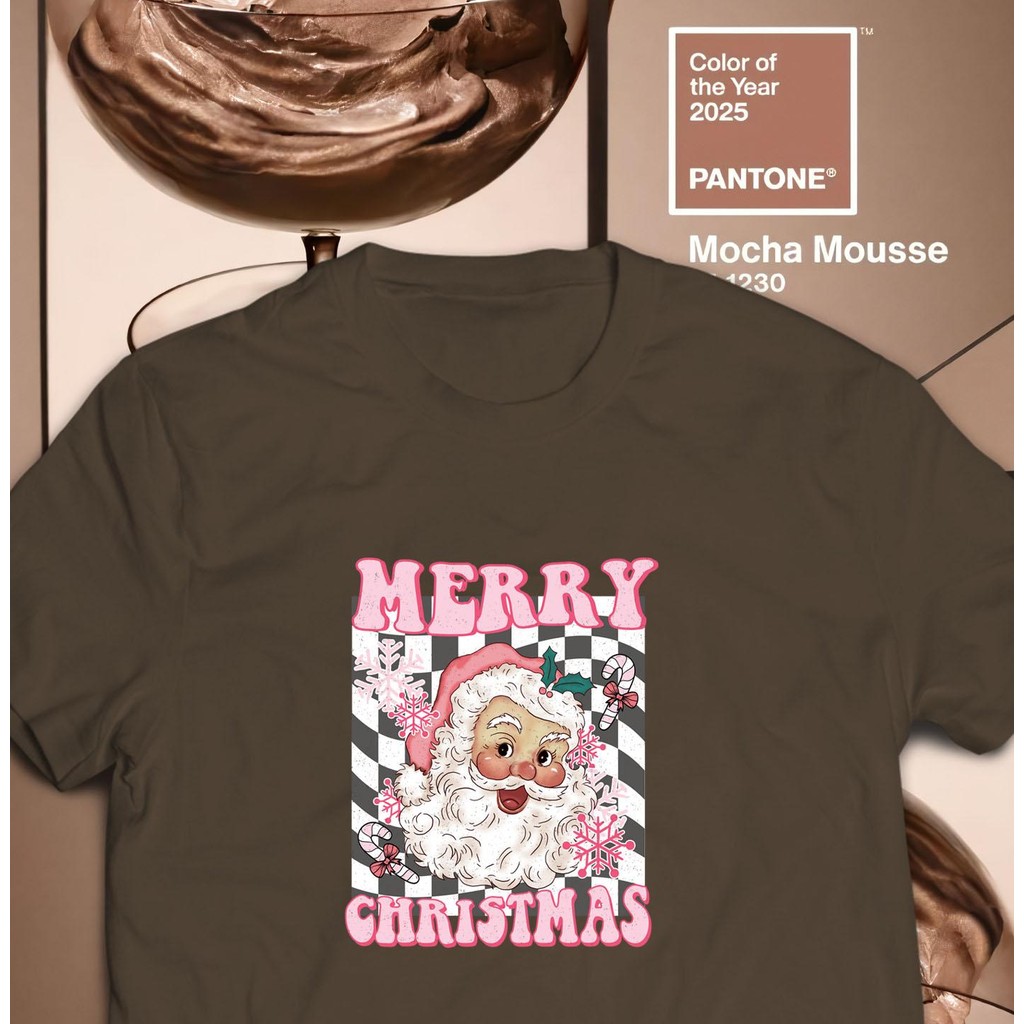 Mocha Mousse Color Of The Year 2025 Merry Christmas Pink Minimalist T ...