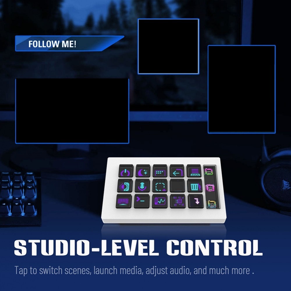 For Stream Deck Keyboard Visualizer with 15 Programmable Keys for ...