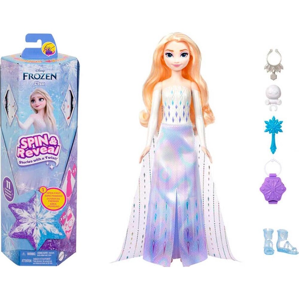 Mattel Disney Frozen Elsa Fashion Doll Set, Spin And Reveal With 11 ...