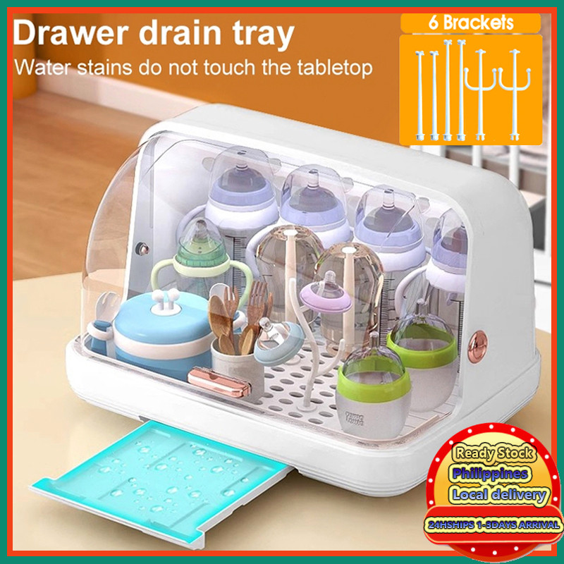 Baby Feeding Bottle Storage Box Drain Rack Supplies Drying Dustproof ...